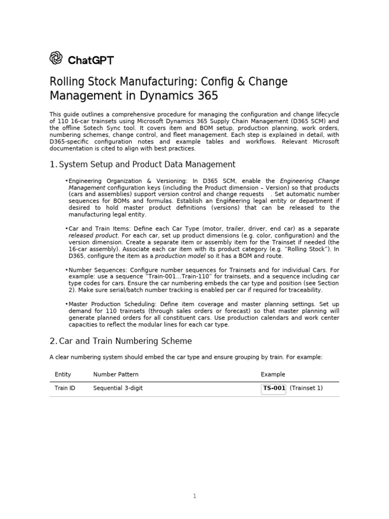 Rolling Stock Manufacturing - Config & Change Management in Dynamics ...