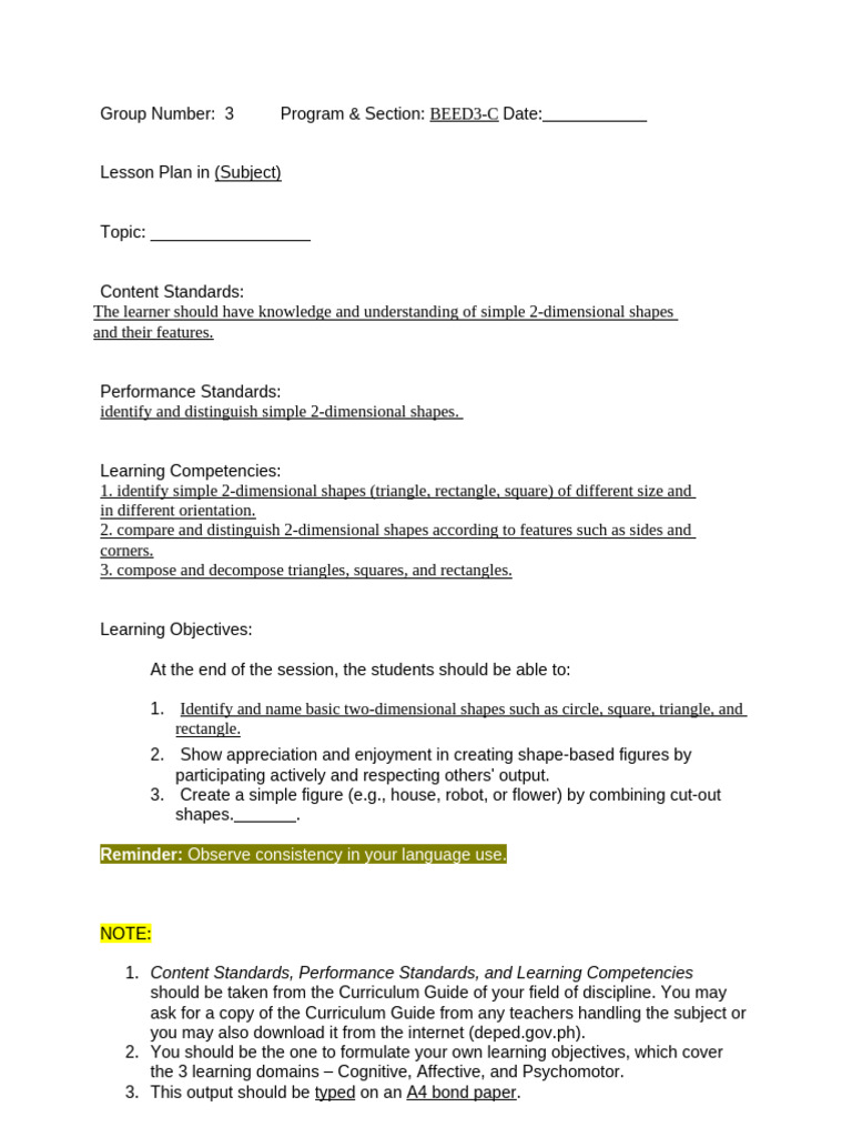 Group 3 Learning Objectives Formulation | PDF