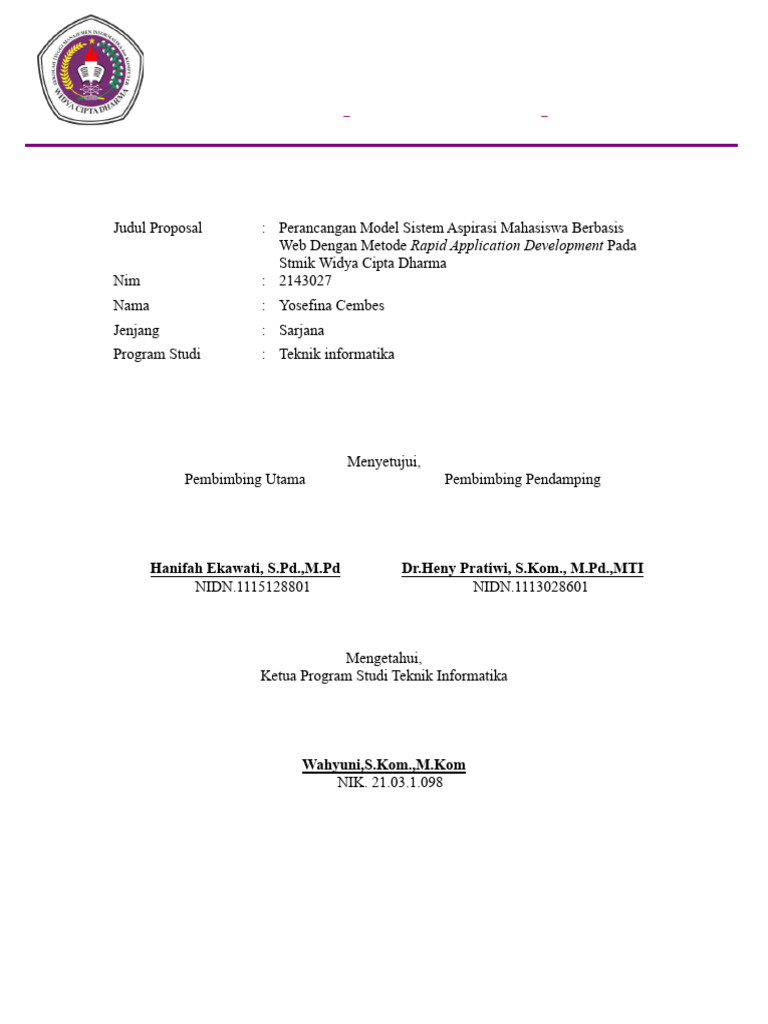 Lembar Persetujuan Proposal | PDF