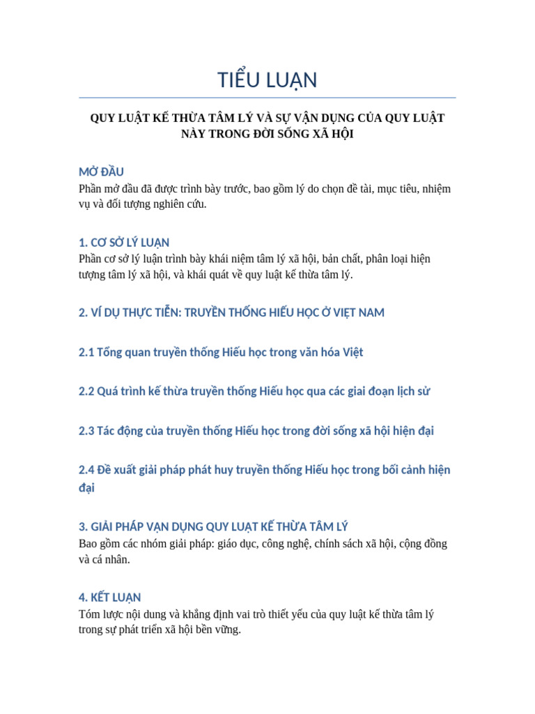 Tieu Luan Ke Thua Tam Ly | PDF