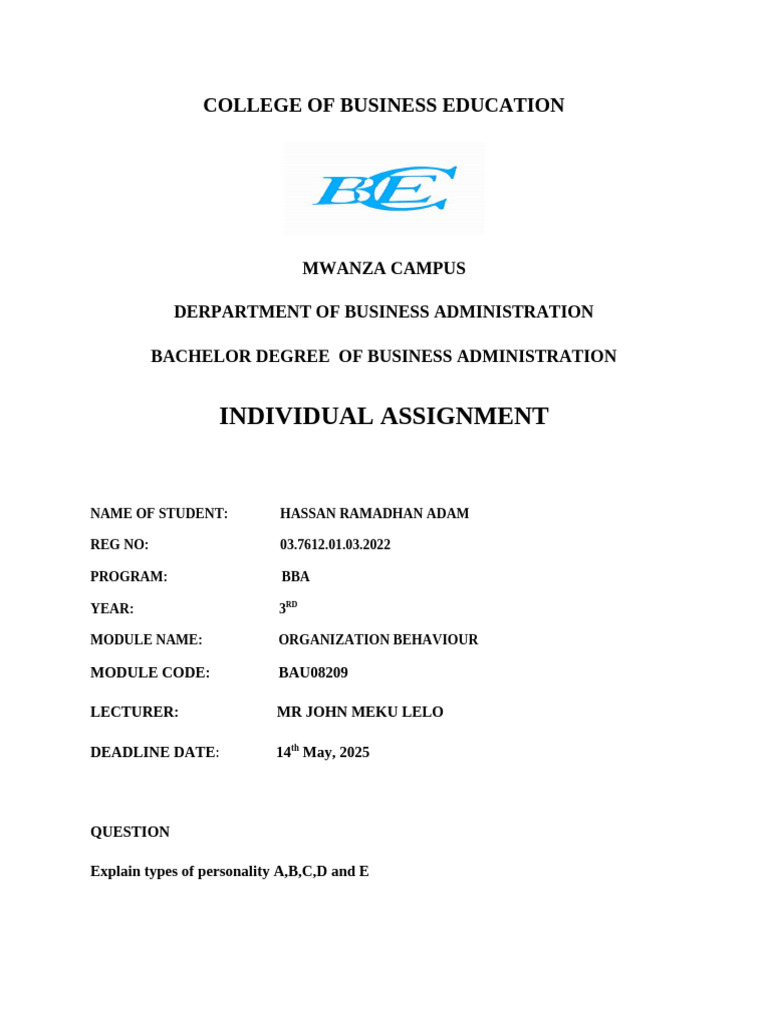 Abdulfaraji Assignment 2025 | PDF | Empathy | Personality Type