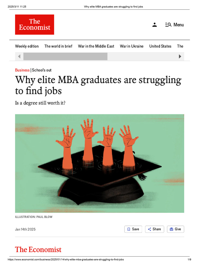 March 11th Why Elite MBA Graduates Are Struggling To Find Jobs | PDF ...