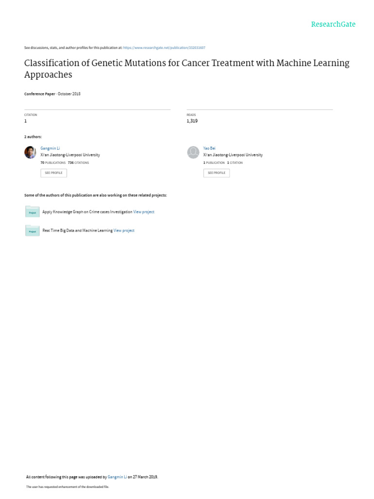 Classification of Genetic Mutations for Cancer | PDF | Support Vector ...