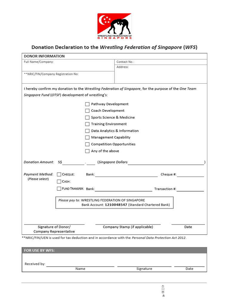 WFS Donation Form 2019 | PDF | Cheque | Banks