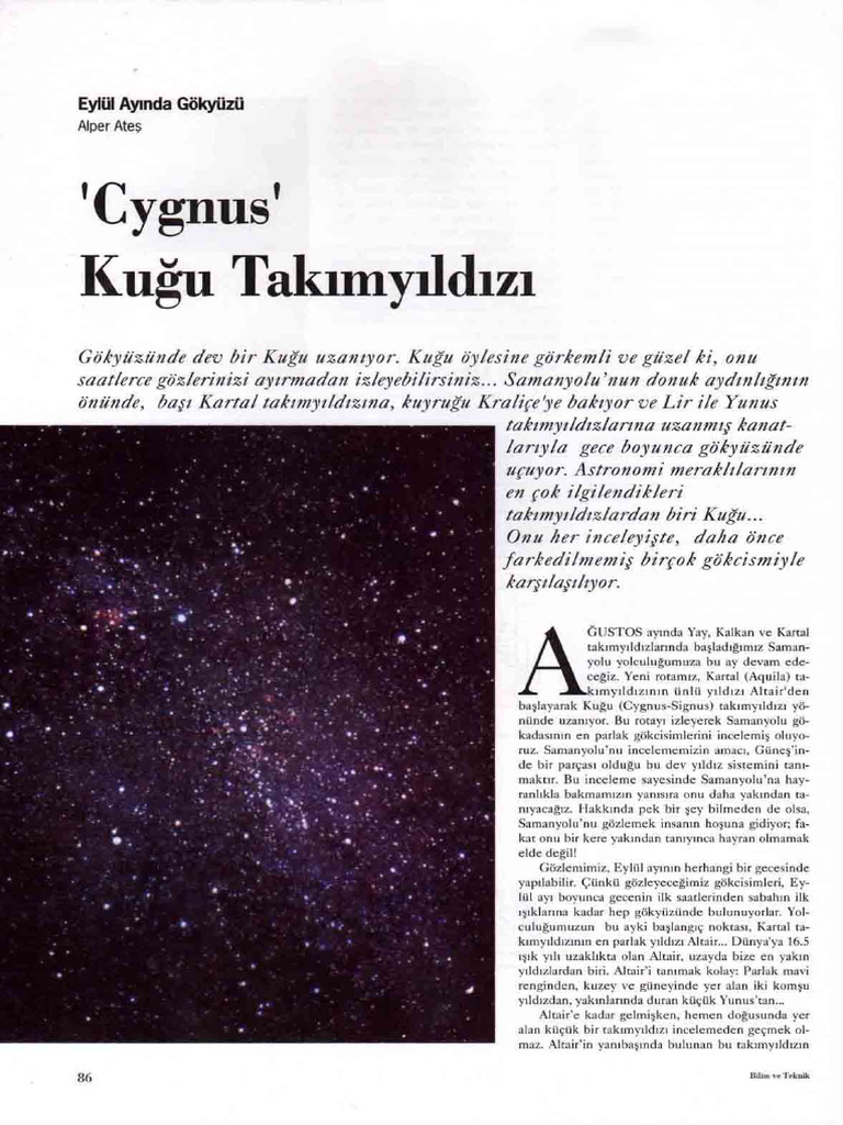 Cygnus Kuğu Takımyıldızı | PDF