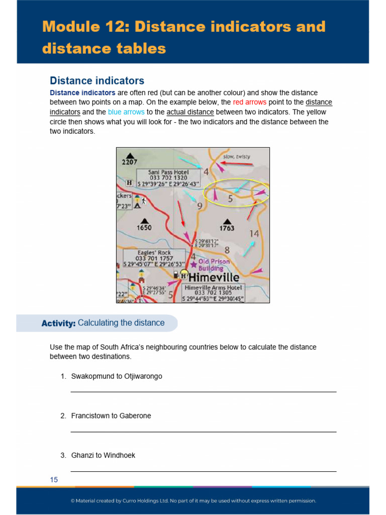 Module 12 - Distance Indicators and Distance Tables - Workbook | PDF