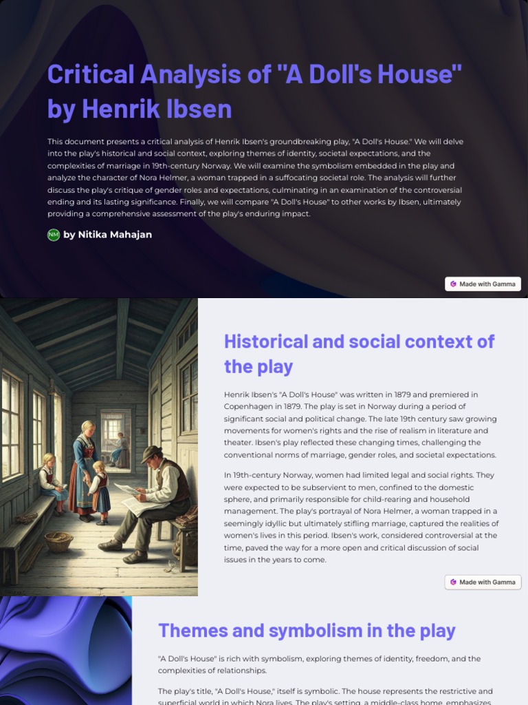Critical Analysis of A Doll's House | PDF | A Doll's House | Henrik Ibsen