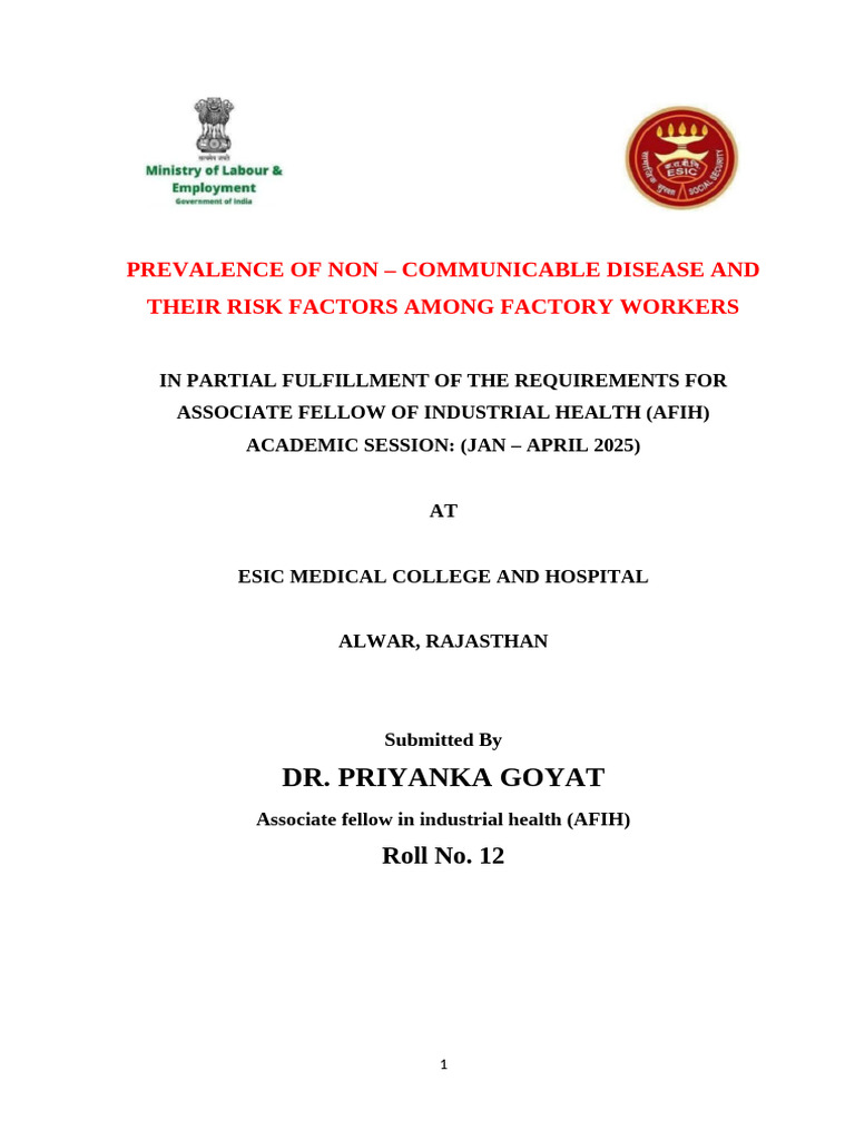 Non-Communicable Diseases in Factory Workers | PDF | Non Communicable ...