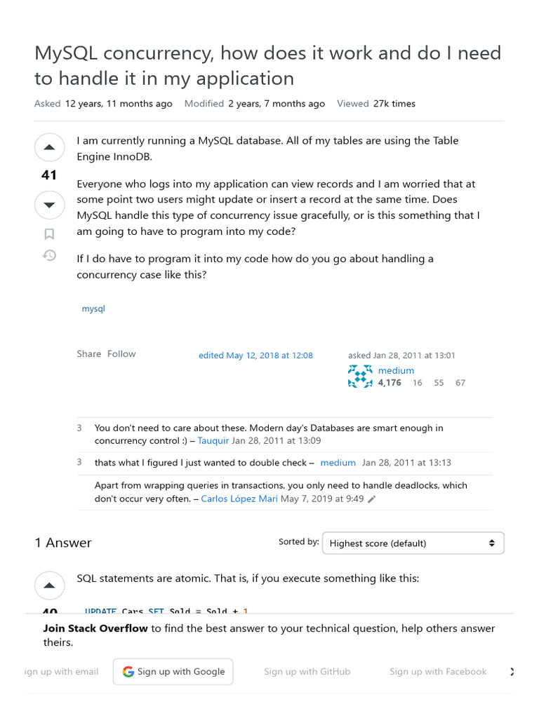 MySQL Concurrency, How Does It Work and Do I Need To Handle It in My Application - Stack ...