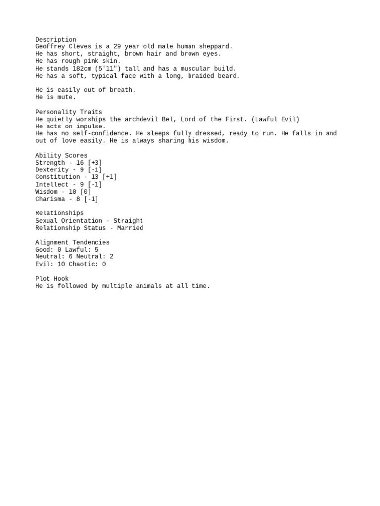 Geoffrey Male Human Sheppard | PDF