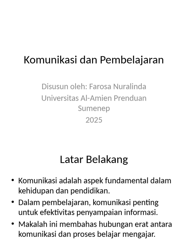 Komunikasi Dan Pembelajaran Farosa | PDF