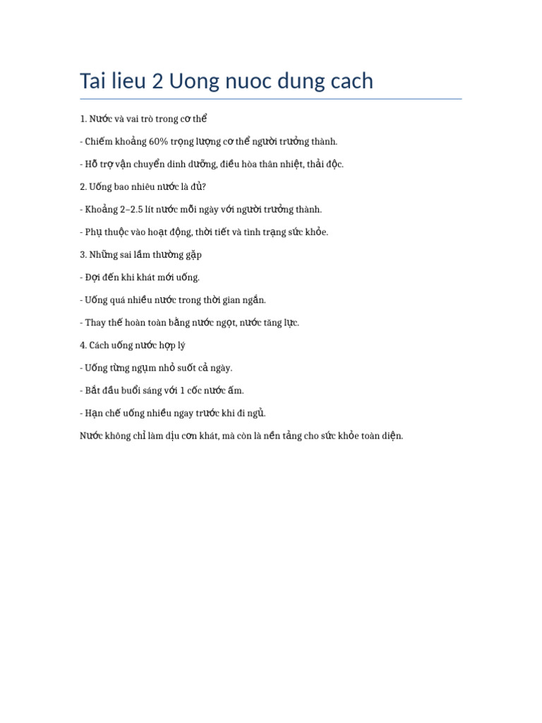 Tai Lieu 2 Uong Nuoc Dung Cach | PDF