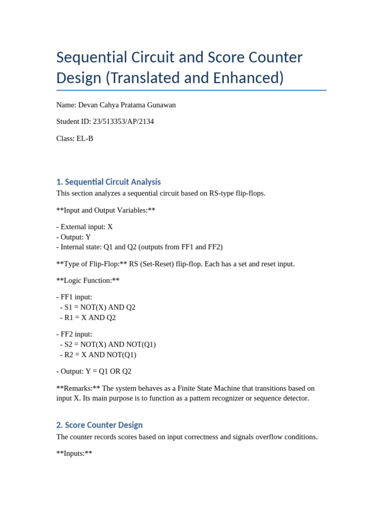 Sequential Counter Design CLEAN FINAL | PDF | Electrical Engineering | Electronics
