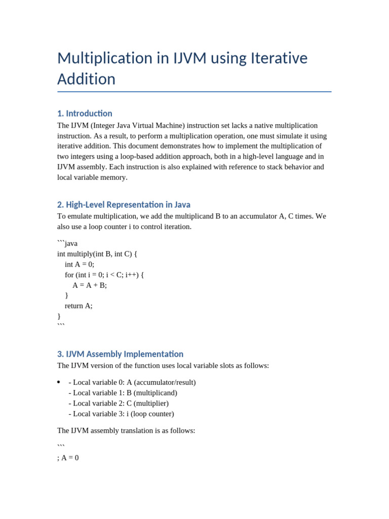 IJVM Multiplication Implementation | PDF