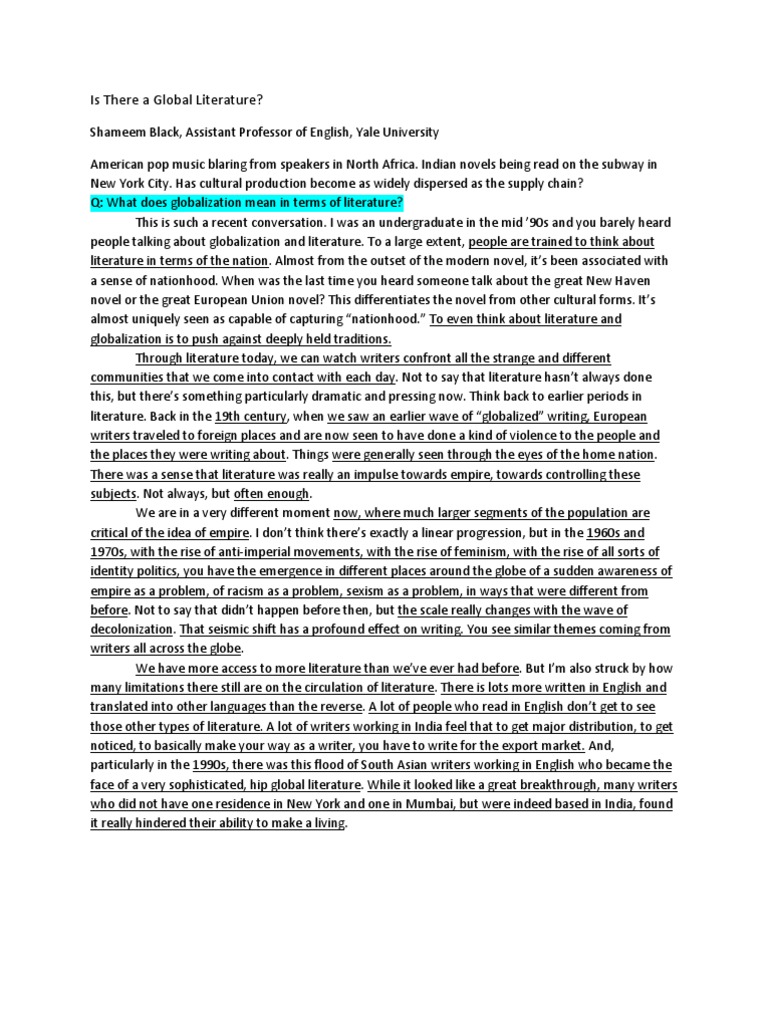 Is There A Global Literature | PDF | Globalization | Novels
