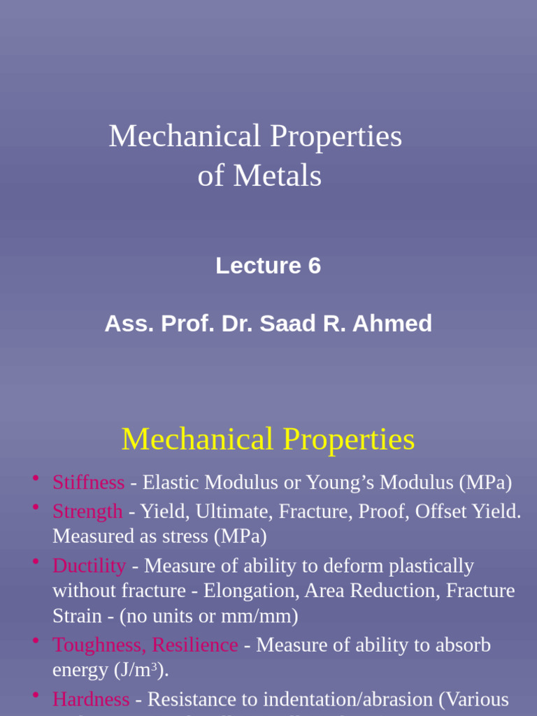 Lect 6, 1 | PDF | Deformation (Engineering) | Hardness