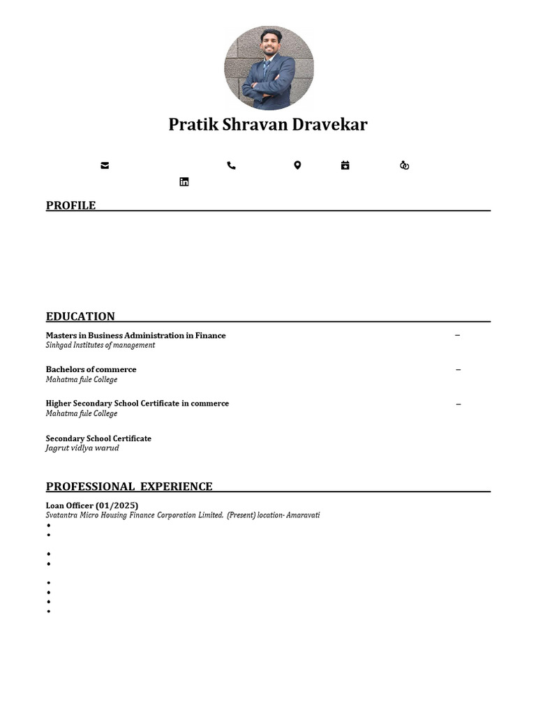 Pratik Shravan Dravekar Resume | PDF | Loans | Mortgages