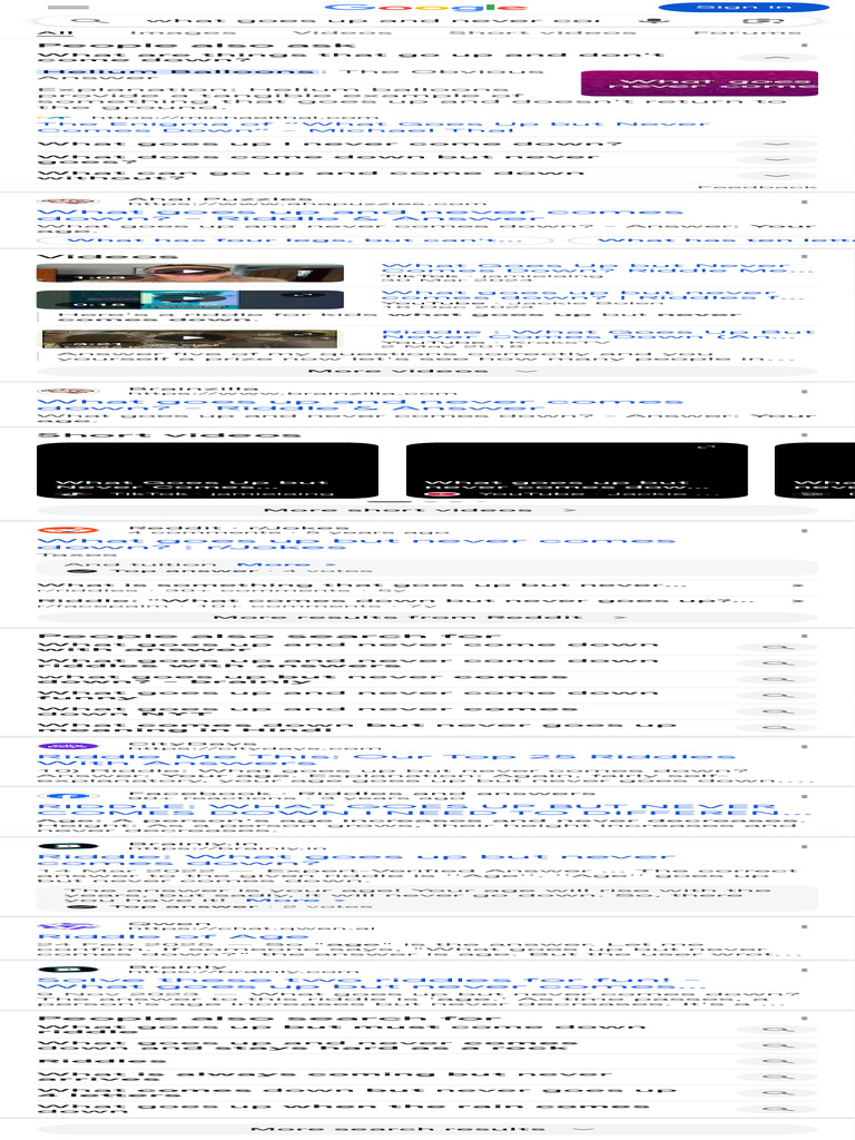 What Goes Up and Never Come Down - Google Search | PDF