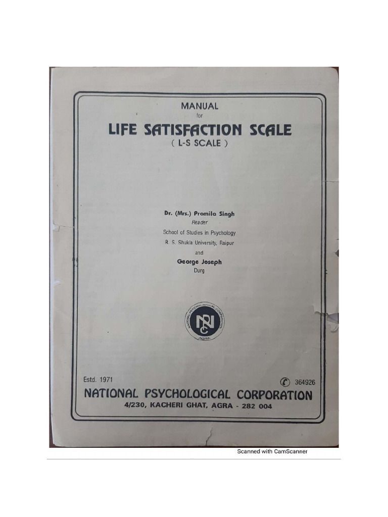 Life Satisfaction Scale | PDF