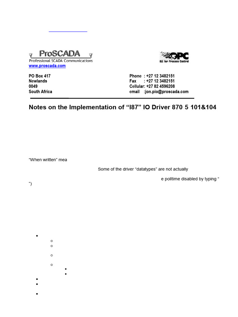 Interoperability Definition For IEC 870-5-101&104 Protocol | PDF | Bit Rate | Transmission ...
