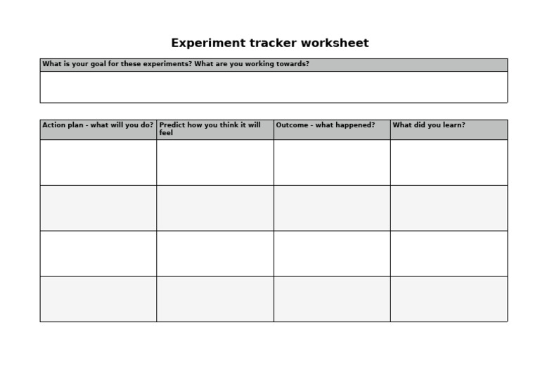 86 Experiment Tracker Worksheet | PDF
