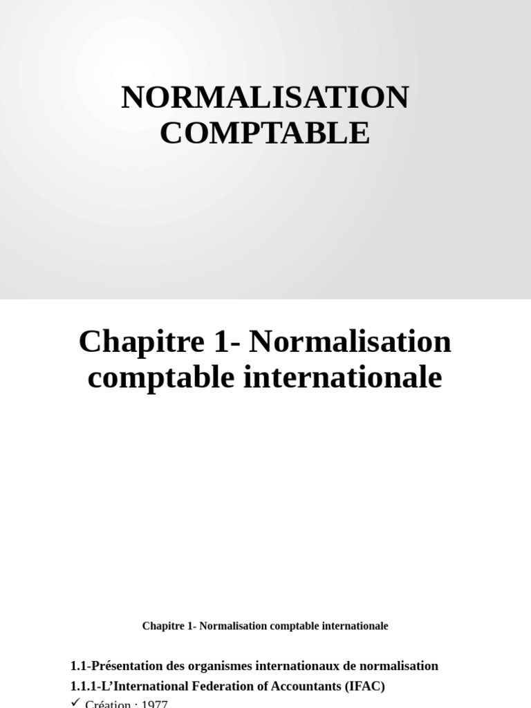 0-Normalisation -PrÃ©️sentation Principes comptables OHADA | PDF | Bilan comptable ...