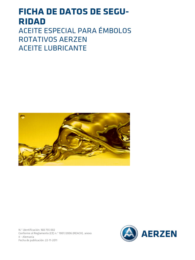 FDS Aceite Lubricante Aerzen | PDF | Residuos | Guante