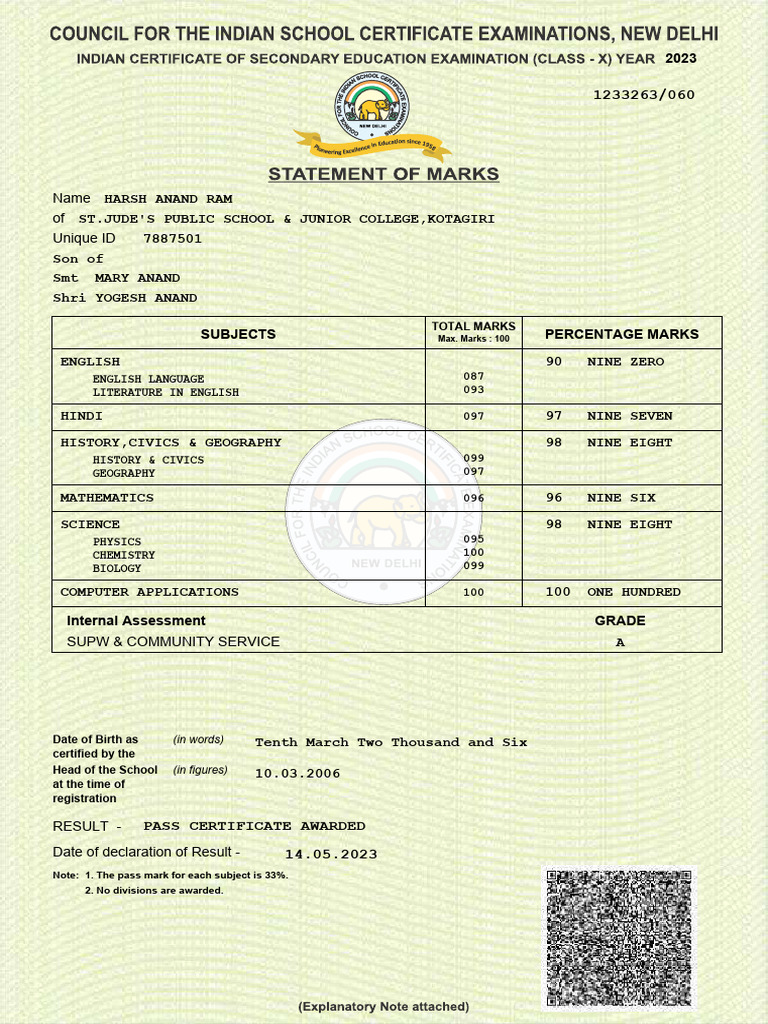 class 10 marksheet-compressed | PDF