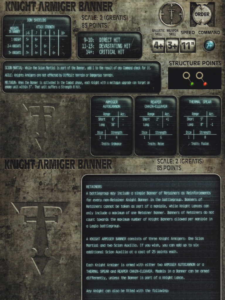 Adeptus Titanicus The Horus Heresy Knight Armiger Banner Terminal | PDF