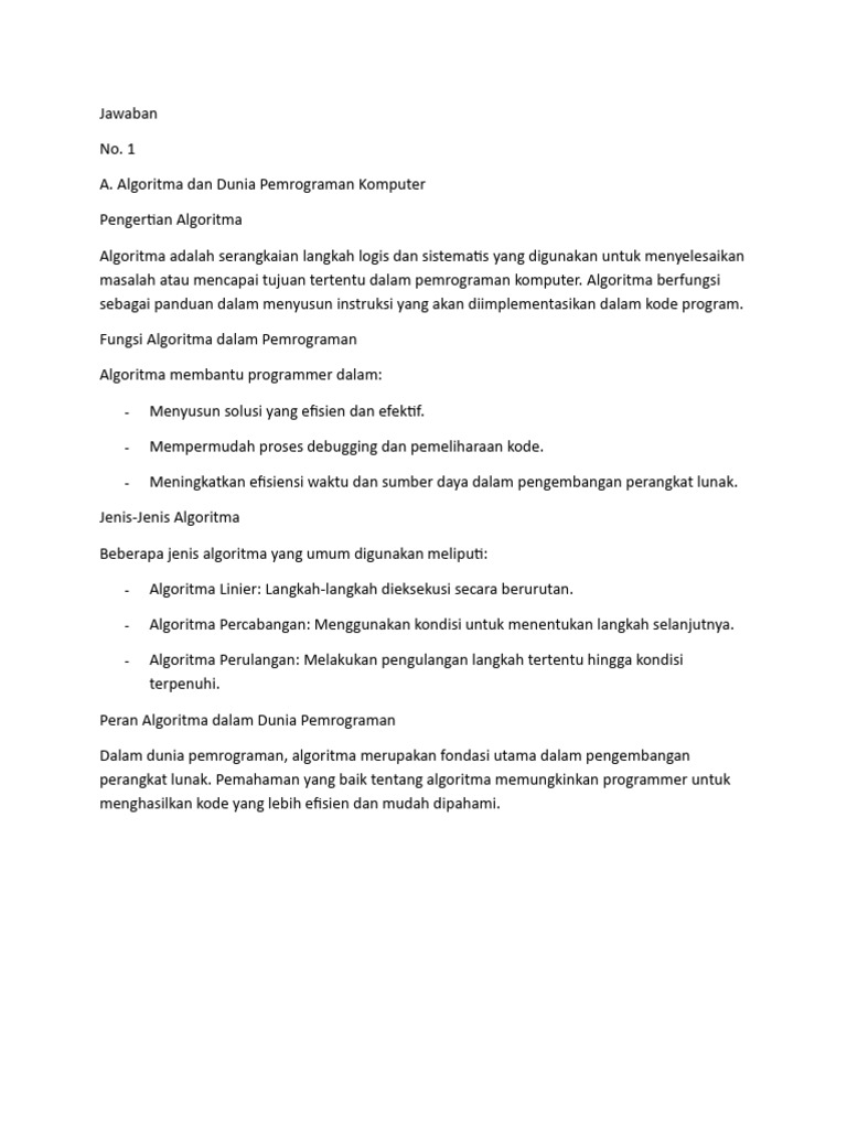 Tugas 1 Algoritma Dan Pemrograman | PDF