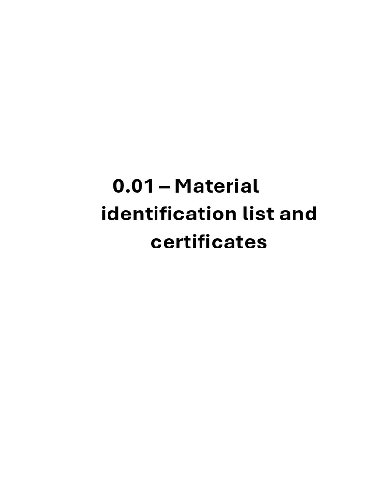 Material Identification List and Certificates | PDF