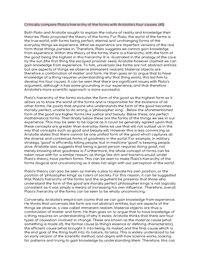 Philosophy Essay Planning | PDF | Plato | Aristotle