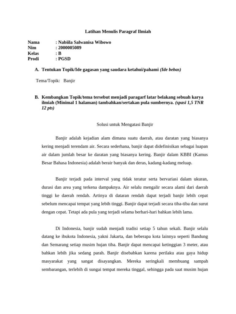 Latihan Menulis Paragraf Ilmiah | PDF