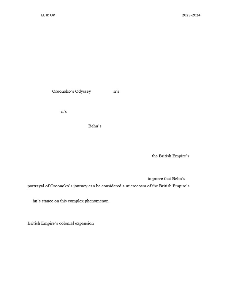 Oroonoko As A Microcosm For British Colonialism | PDF