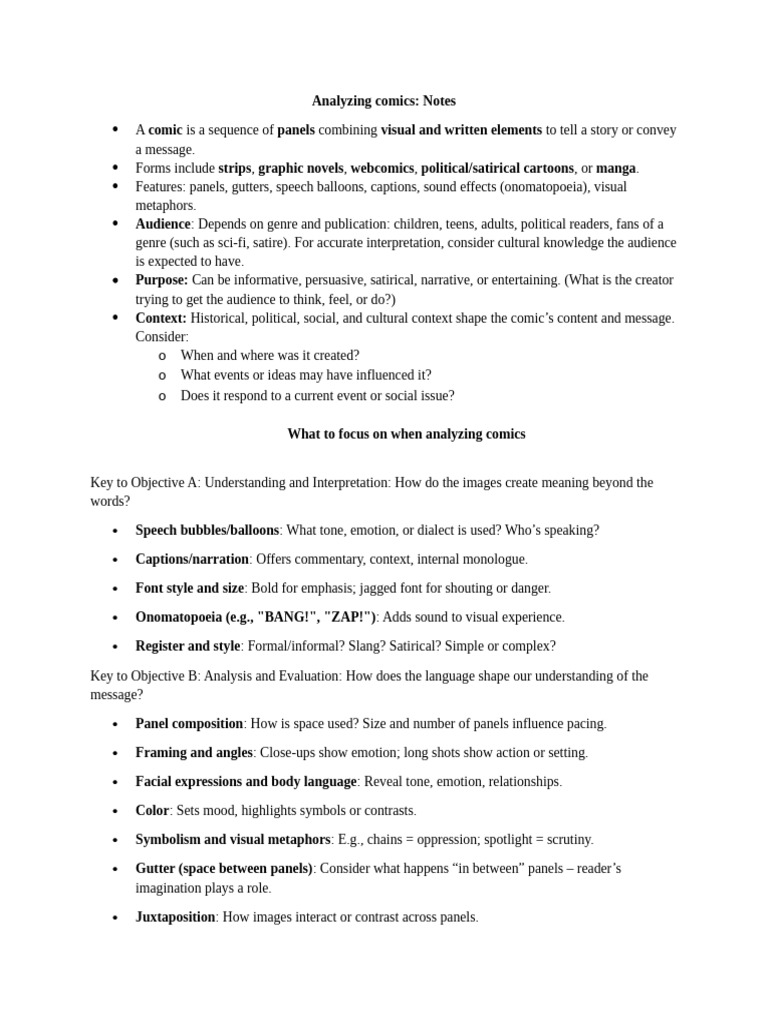 Comic Strip Analysis for IB English | PDF | Comics | Human Communication