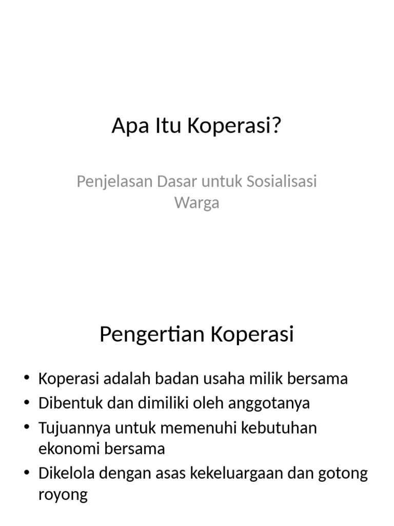 Penjelasan Dasar Koperasi Merah Putih | PDF