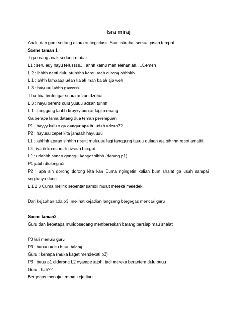 naskah cerita Makna isra miraj | PDF
