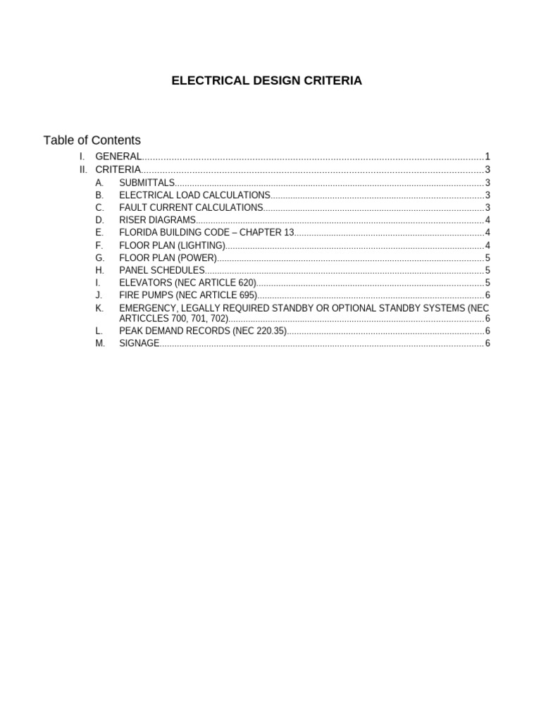 Electrical Design Criteria | PDF | Transformer | Elevator