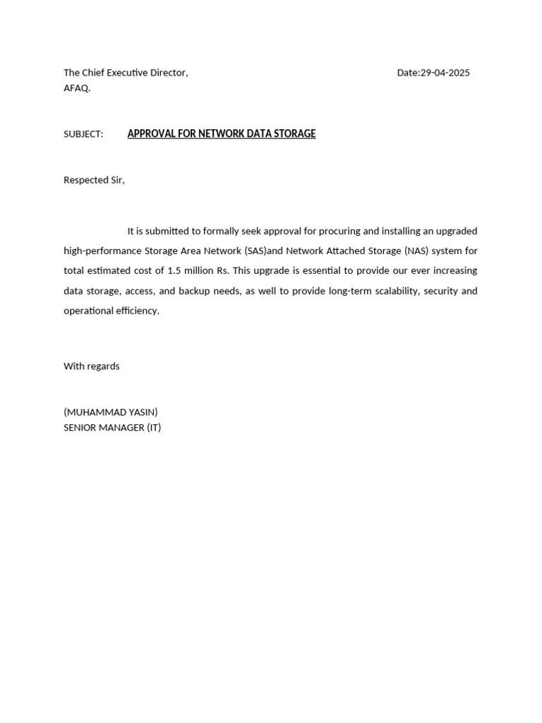 Approval For Network Storage | PDF