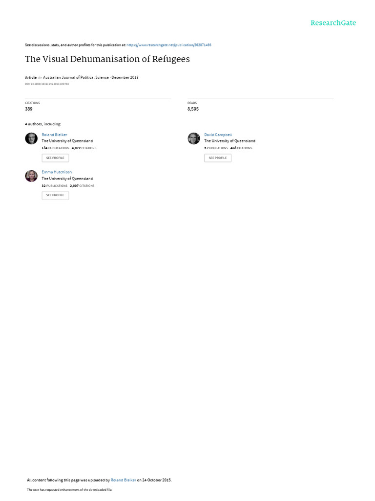 Visual Dehumanisationof Refugees | PDF | Refugee | Human Migration