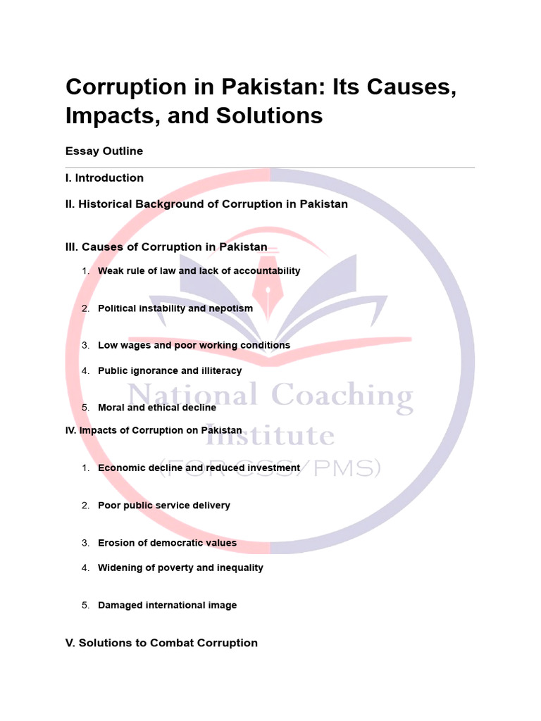 Causes of Corruption in Pakistan | PDF | Corruption | Political Corruption