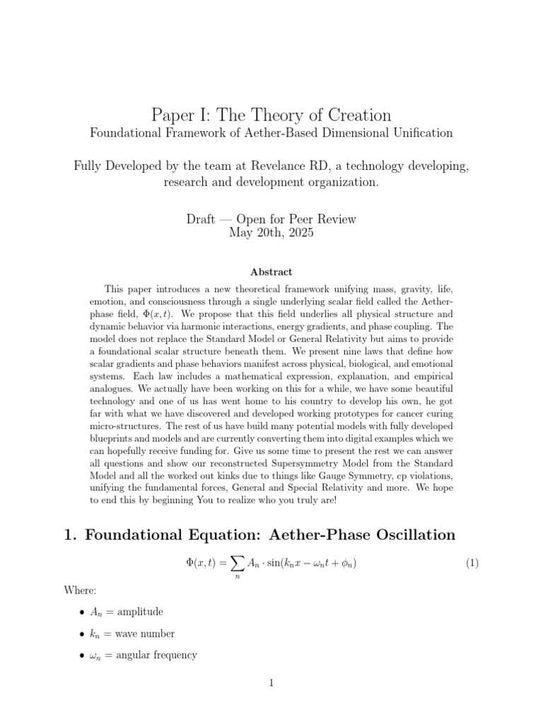 Theory of Creation, Supersymmetry, Consciousness, The Multiverse and More. PT 1. | PDF | General ...