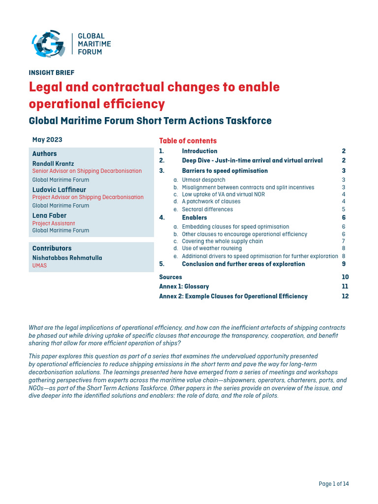 Short Term Actions Taskforce Legal and Contractual Changes to Enable ...