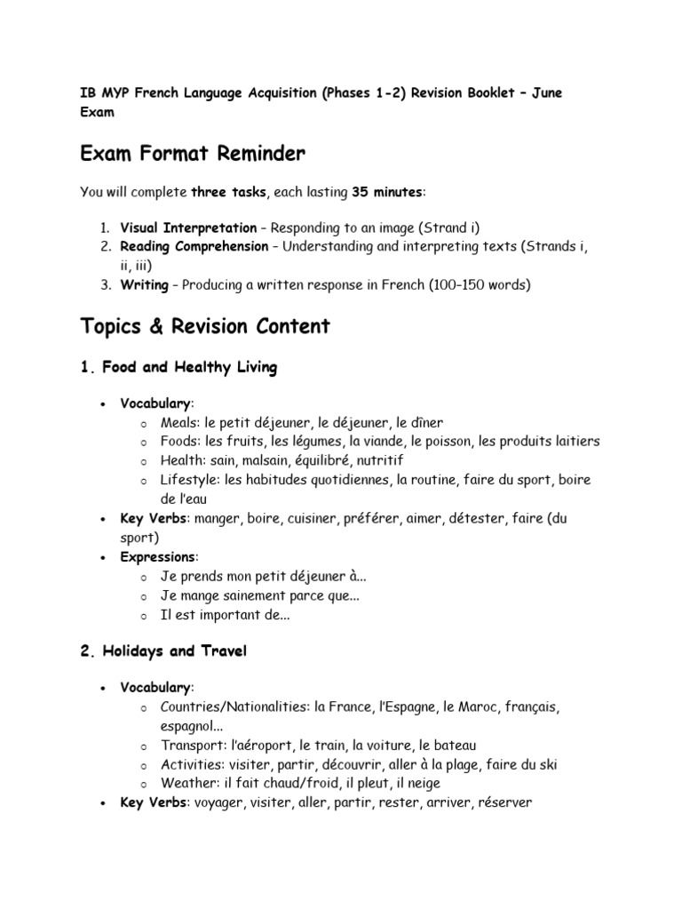 Révision MYP Français 2025 | PDF