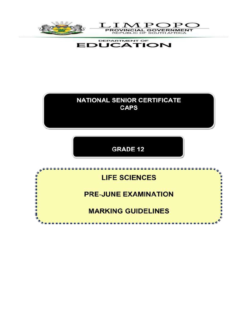 Grade 12 Life Sciences Marking Guide | PDF | Menstrual Cycle | Reproduction