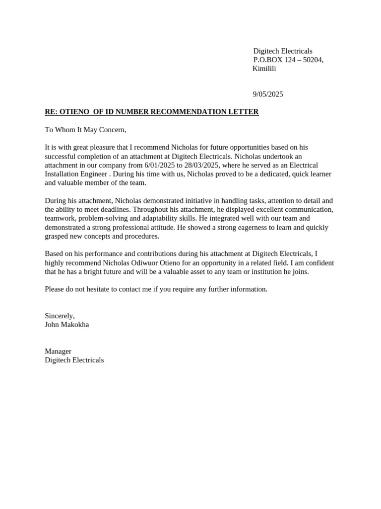 Reccommendation Letter Sample | PDF