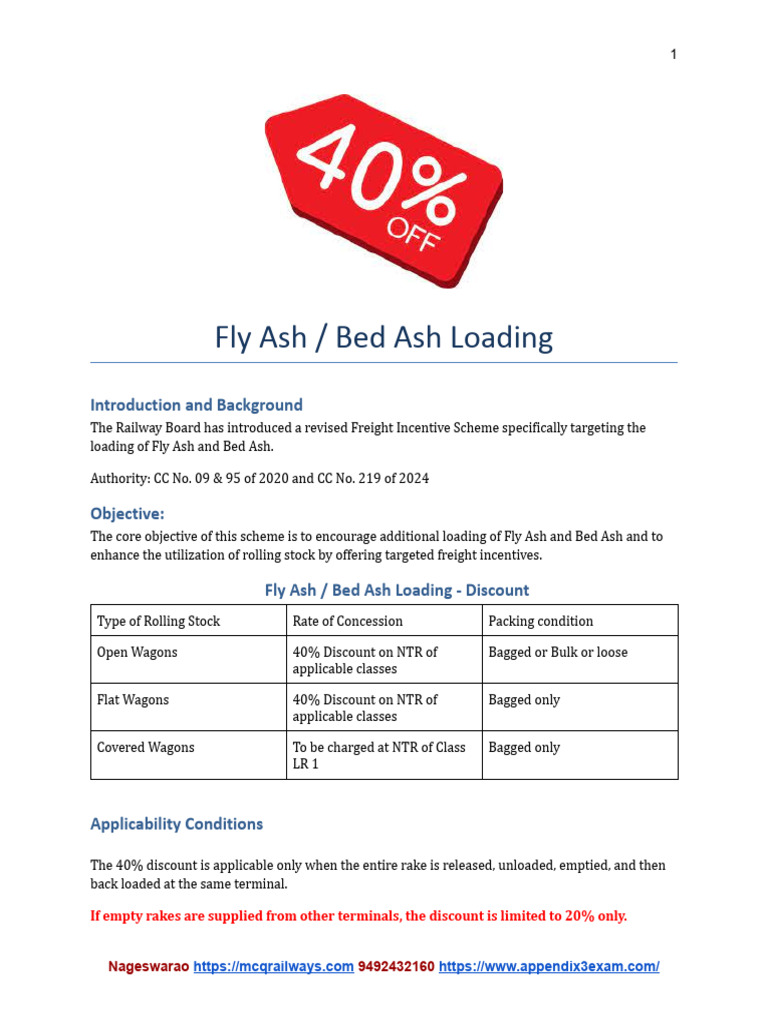 Fly Ash & Bed Ash - Freight Incentive Schemes | PDF | Cargo