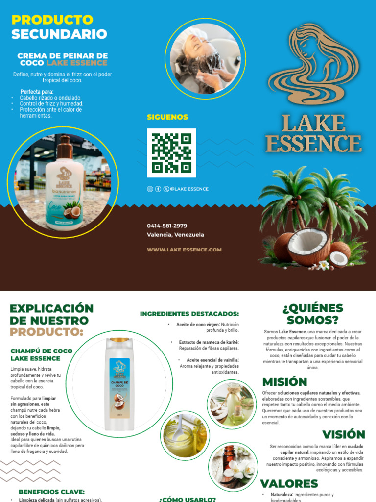 Triptico - Branding - Lake Essence | PDF | Champú | Pelo