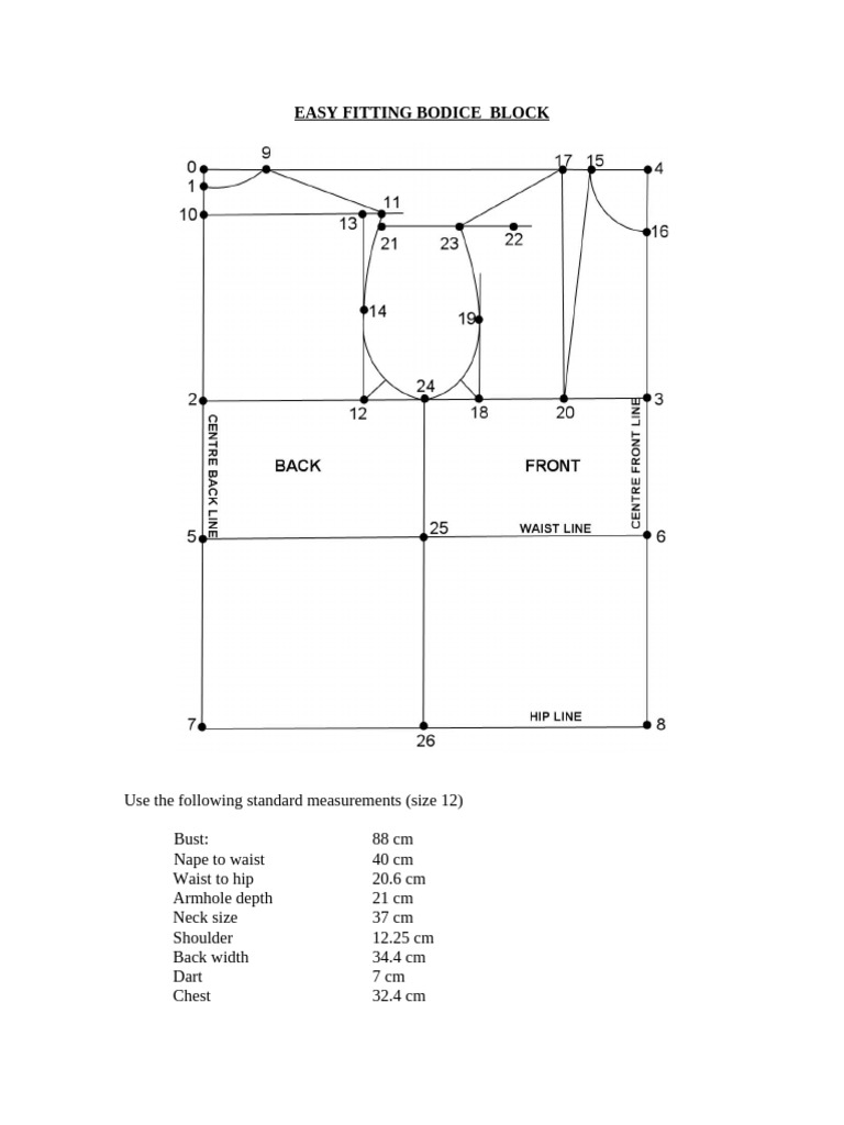 Easy Fitting Bodice Block | PDF | Length | Euclidean Geometry