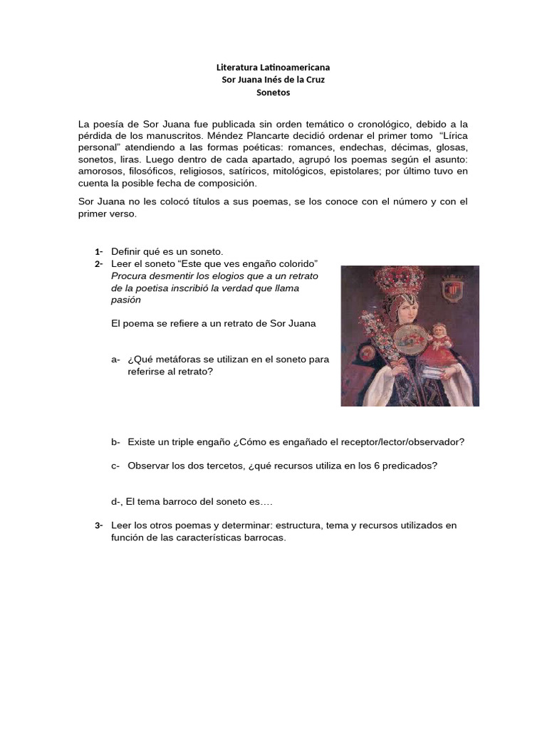 Sonetos de Sor Juana Inés de la Cruz | PDF | Sonetos | Poesía